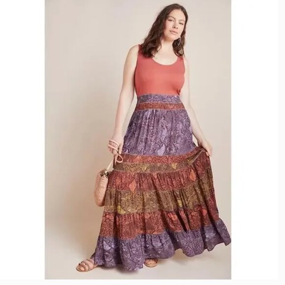 Anthropologie | Dresses | Colima Maxi Dress Tiered Snake Print ...